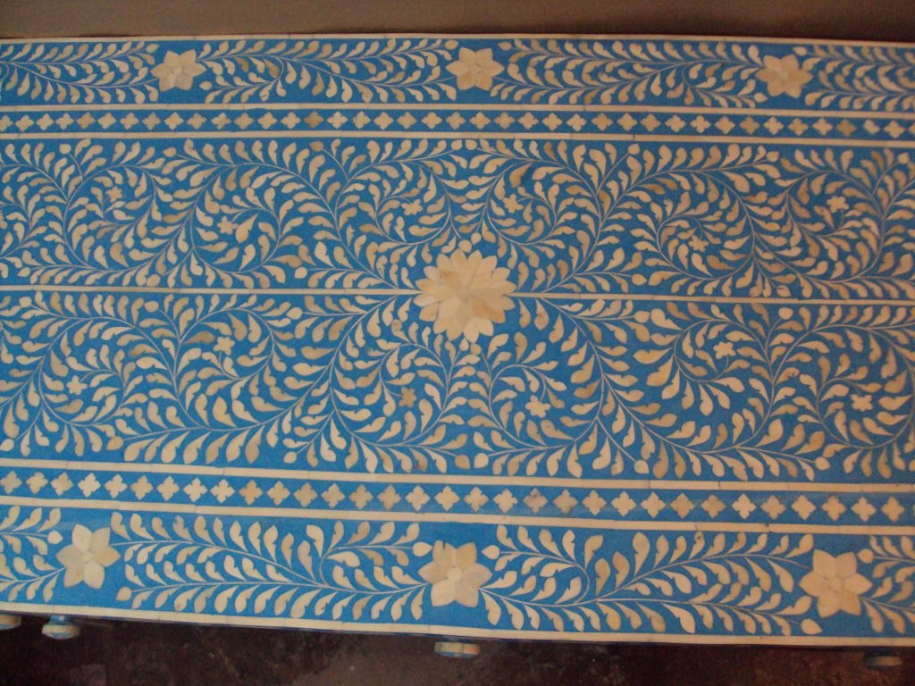 Buy Online Floral Design Bone Inlay 5 Drawer Writing Desk | Vinayak ...