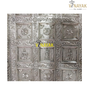 Silver Filigree Work Temple Door/Intricate Silver Inlay Door