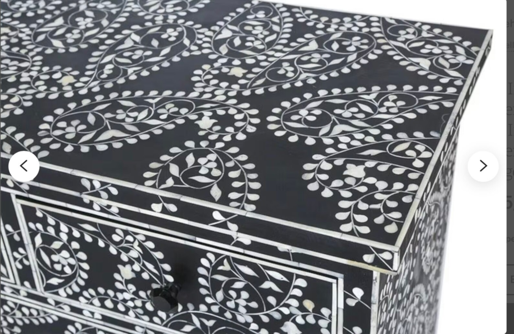 Bone Inlay Sun Flora Design Chest of 6 Drawers Black | Bone Inlay Sun ...