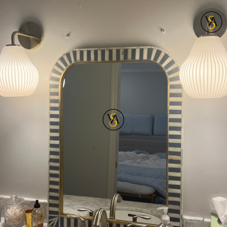 Waterfall Bone Inlay Wall Mirror Frame | Handmade Living Room Wall ...