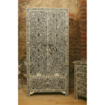 Bone Inlay Armoire Cupboard 2 door 1 drawer Bottom | Bone Inlay Almirah ...